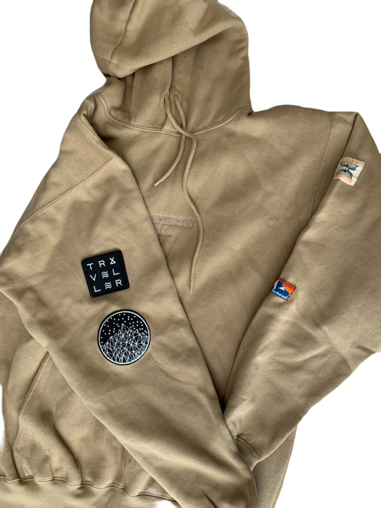 Explorer Club Patch Hoodie Tan - lionsinthezoo